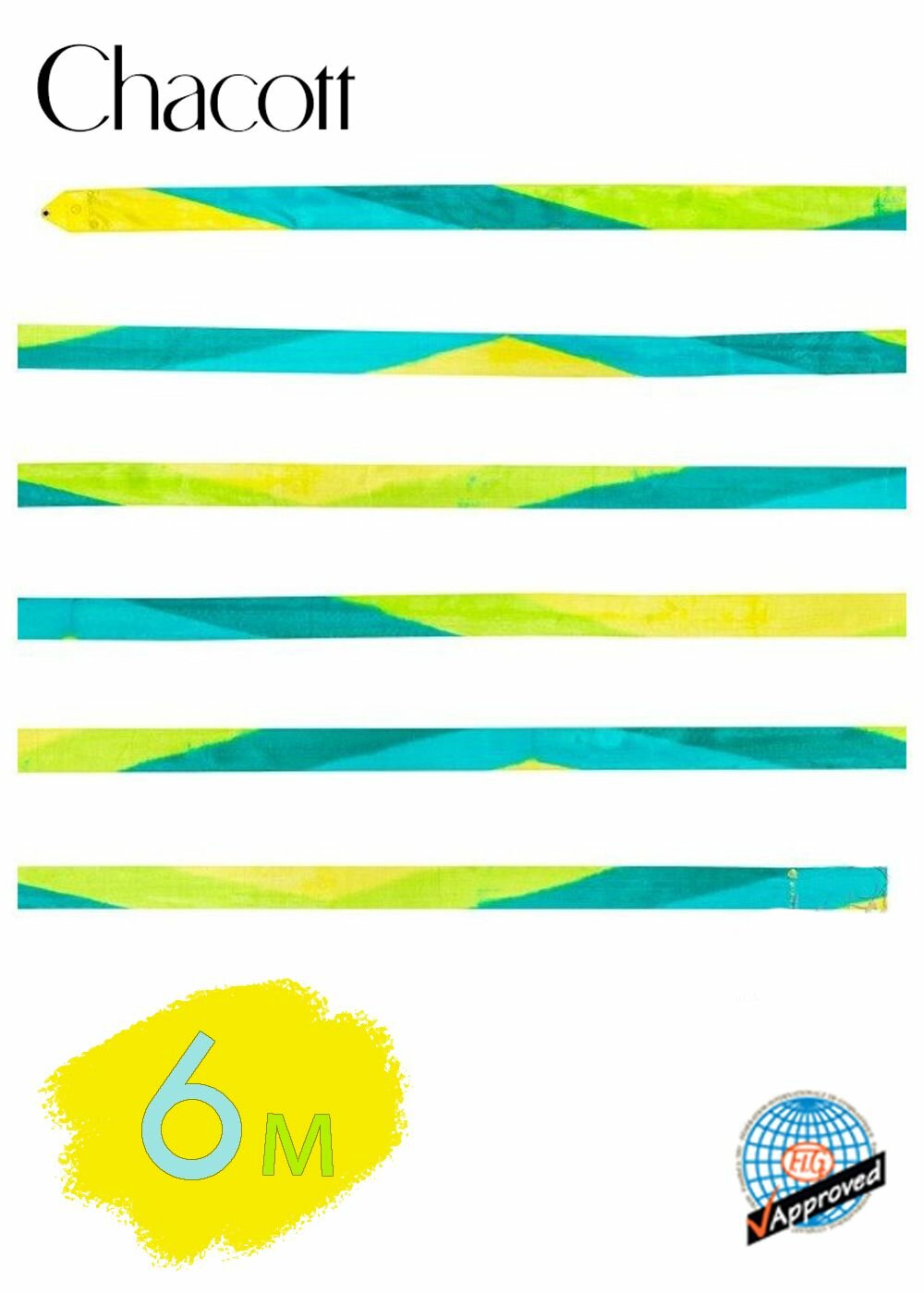 Лента CHACOTT Gradation цветная 6м. 233 (Желтый-Зеленый-Голубой) FIG
