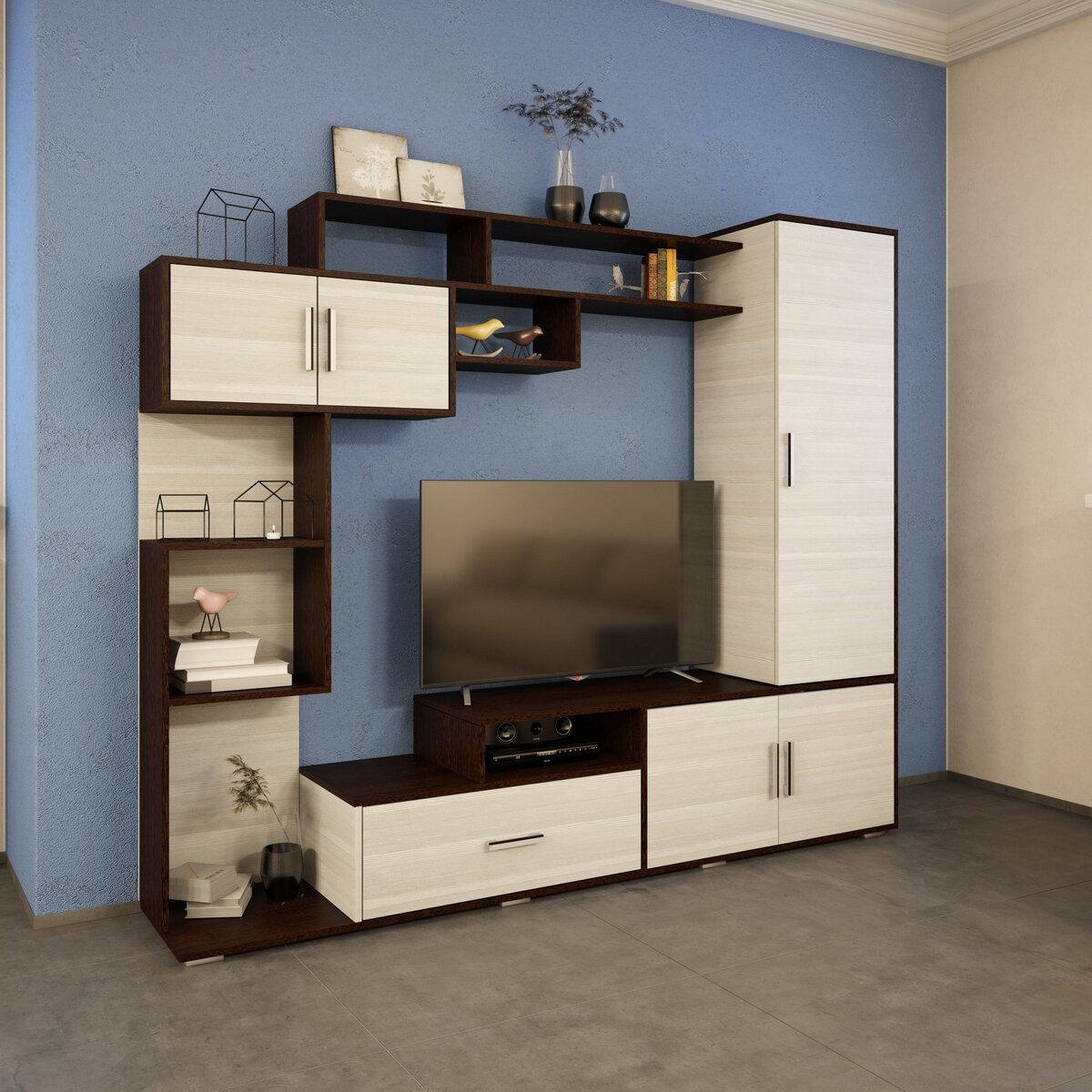 Гостиная, стенка для гостиной Эра Пекин Венге/Лоредо, ш210*в178.5*г40 см.