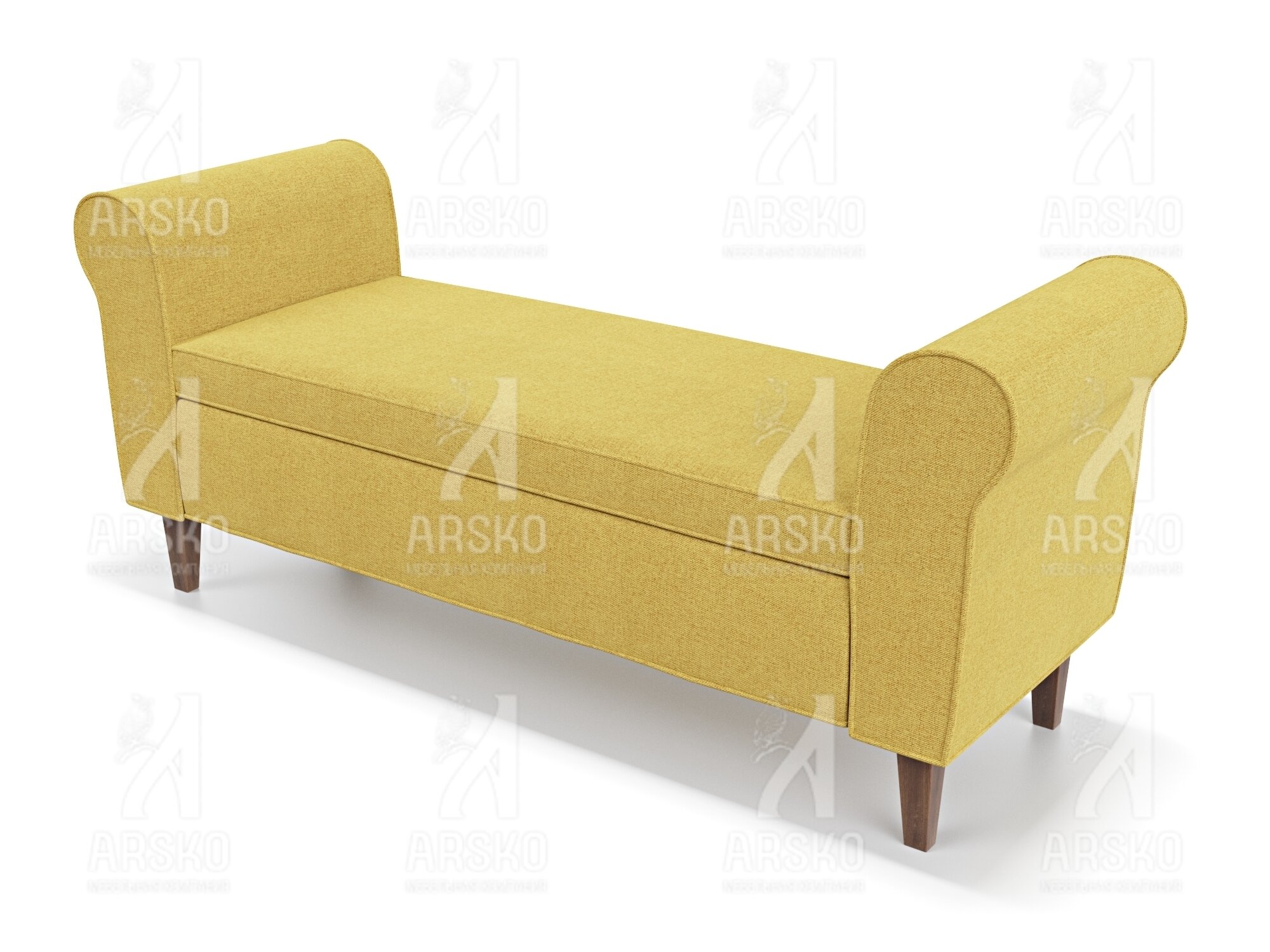 Банкетка Arsko Сплит 4 Yellow, желтый, рогожка, прикроватная, дизайнерская, в спальню, для туалетного столика, лофт