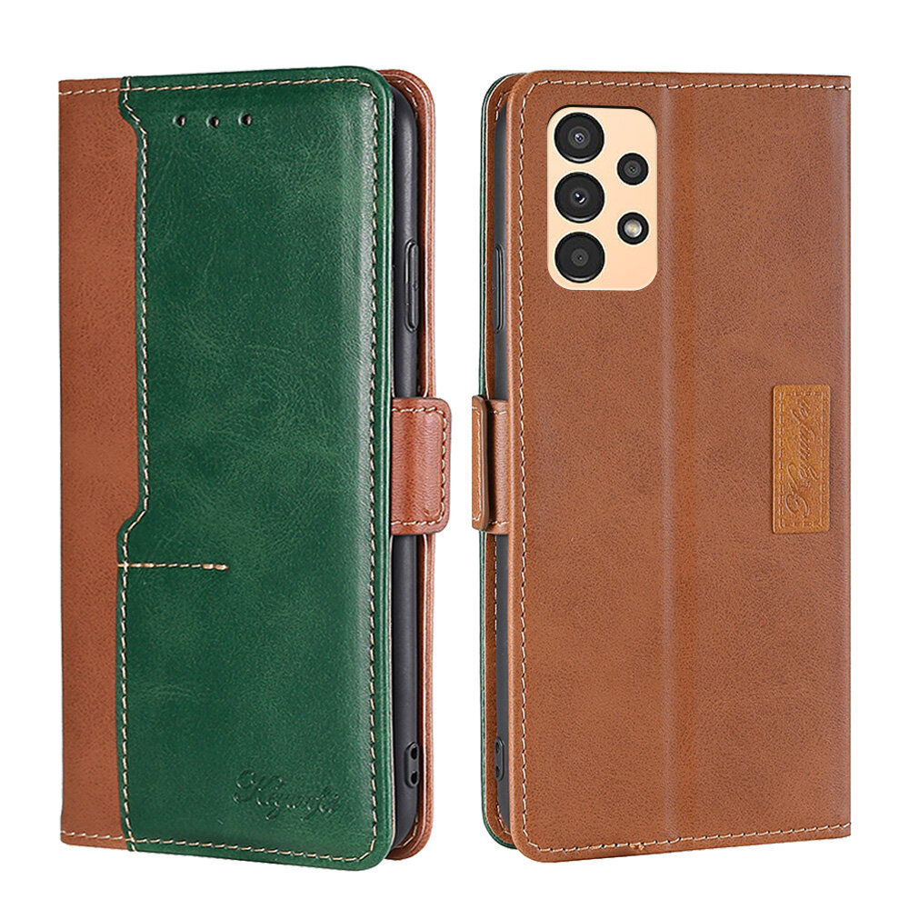 Чехол-книжка MyPads для Samsung Galaxy A13 4G (SM-A135) / Самсунг А13 4G, смешать два цвета (зеленый + коричневый)