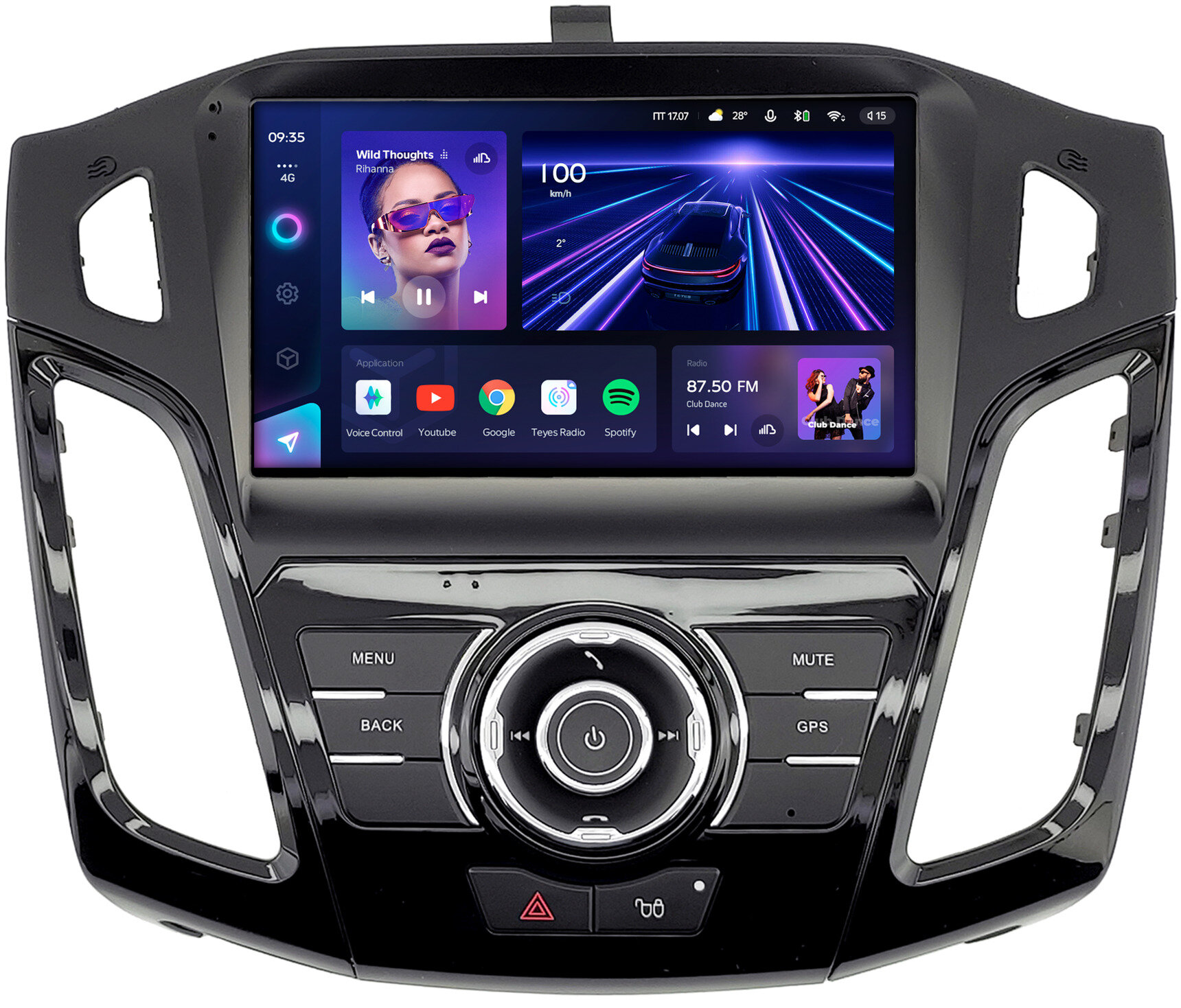 Штатная магнитола Teyes CC3 4/32 9" RM-9-2360 Ford Focus 3 2011-2019 (черная, глянцевая, Тип 1) Android 10 (4G-SIM, DSP, QLed)