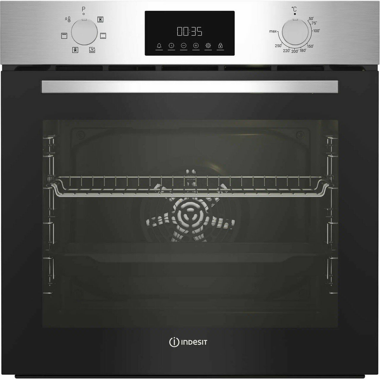Духовой шкаф Indesit IBFTE 3644 IX, электрический встраиваемый, 72 л, 6 режимов, Inox/черный