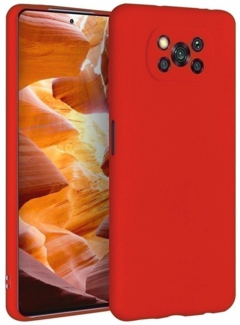 Накладка силиконовая Silicone Cover для Poco X3 NFC / Poco X3 Pro красная