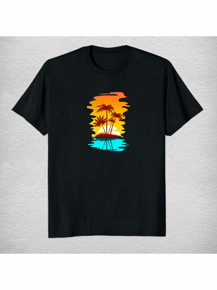 Футболка пейзаж пальмы море