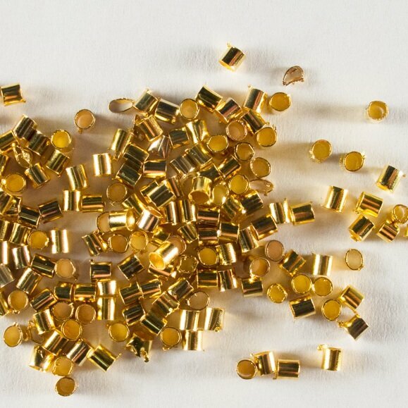 Кримпы, 2.5мм, трубочки, базовый материал - латунь, золотистого цвета, 5 грамм