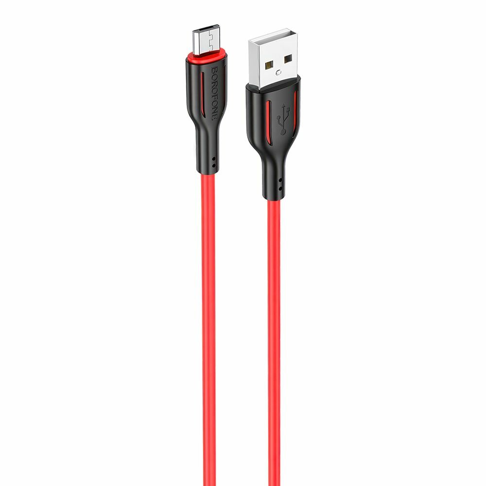 USB кабель BOROFONE BX63 Charming MicroUSB, 2.4А, 1м, TPE (красный)