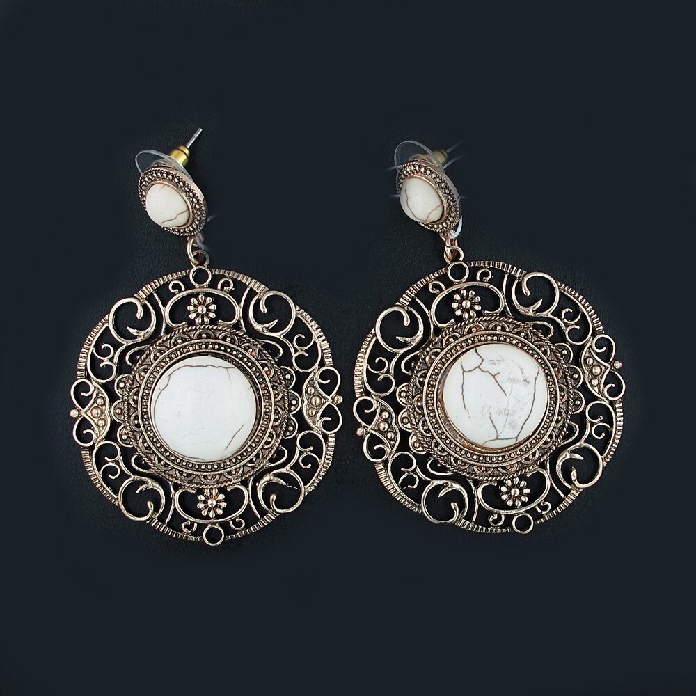 Серьги с подвесками, сталь, бирюза