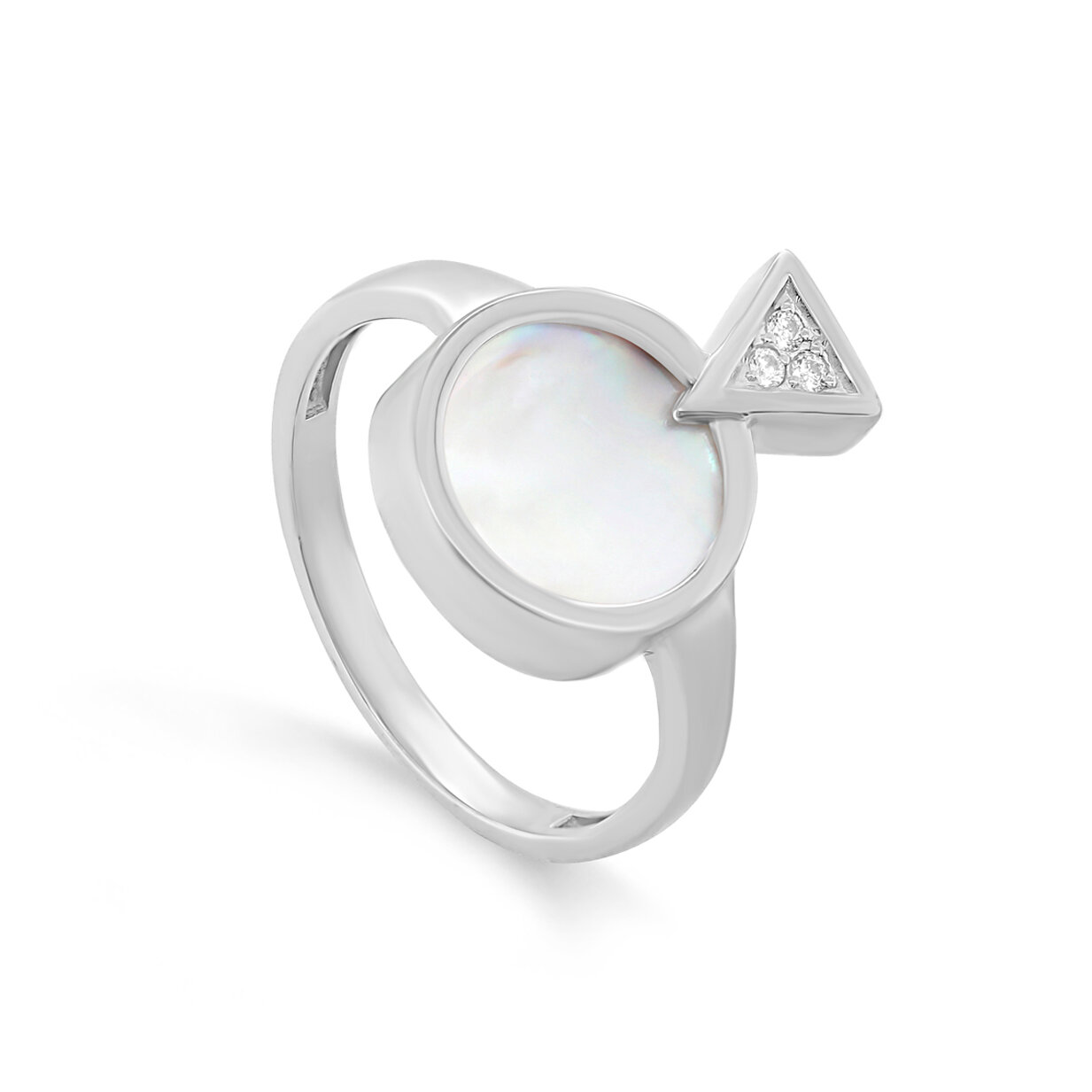 Кольцо, серебро, 925 проба, фианит, перламутр