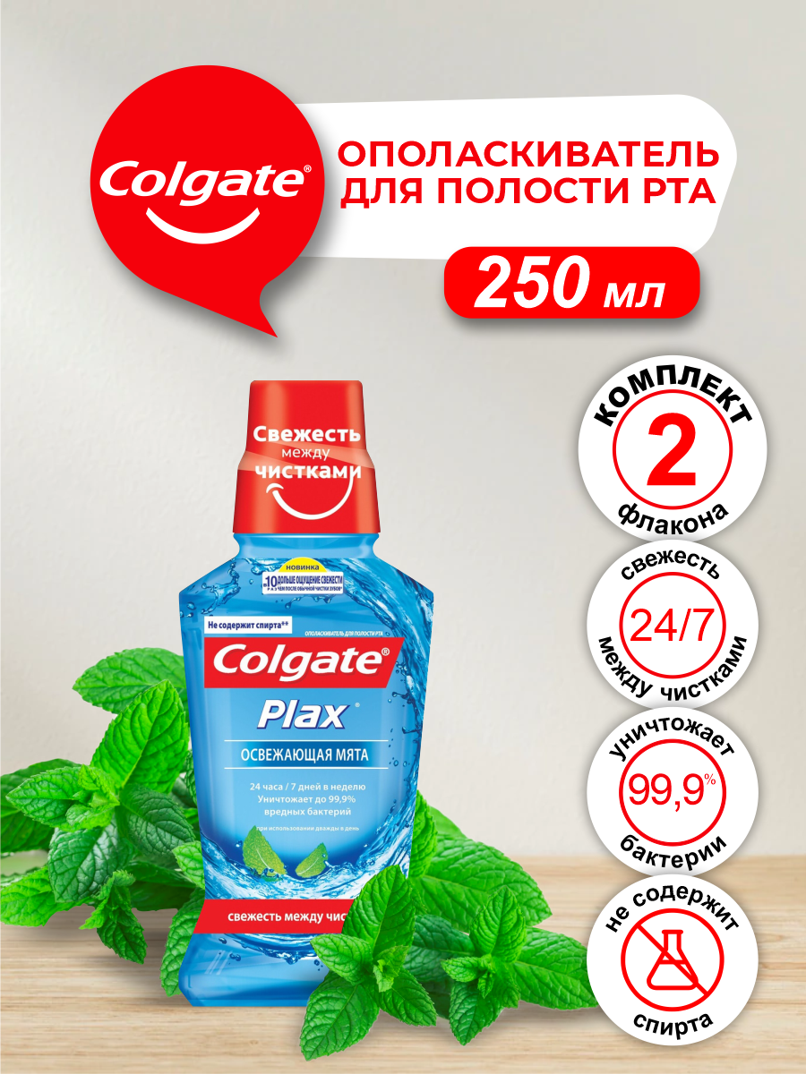 Ополаскиватель для полости рта Colgate Plax Освежающая мята 250 мл. х 2 шт.