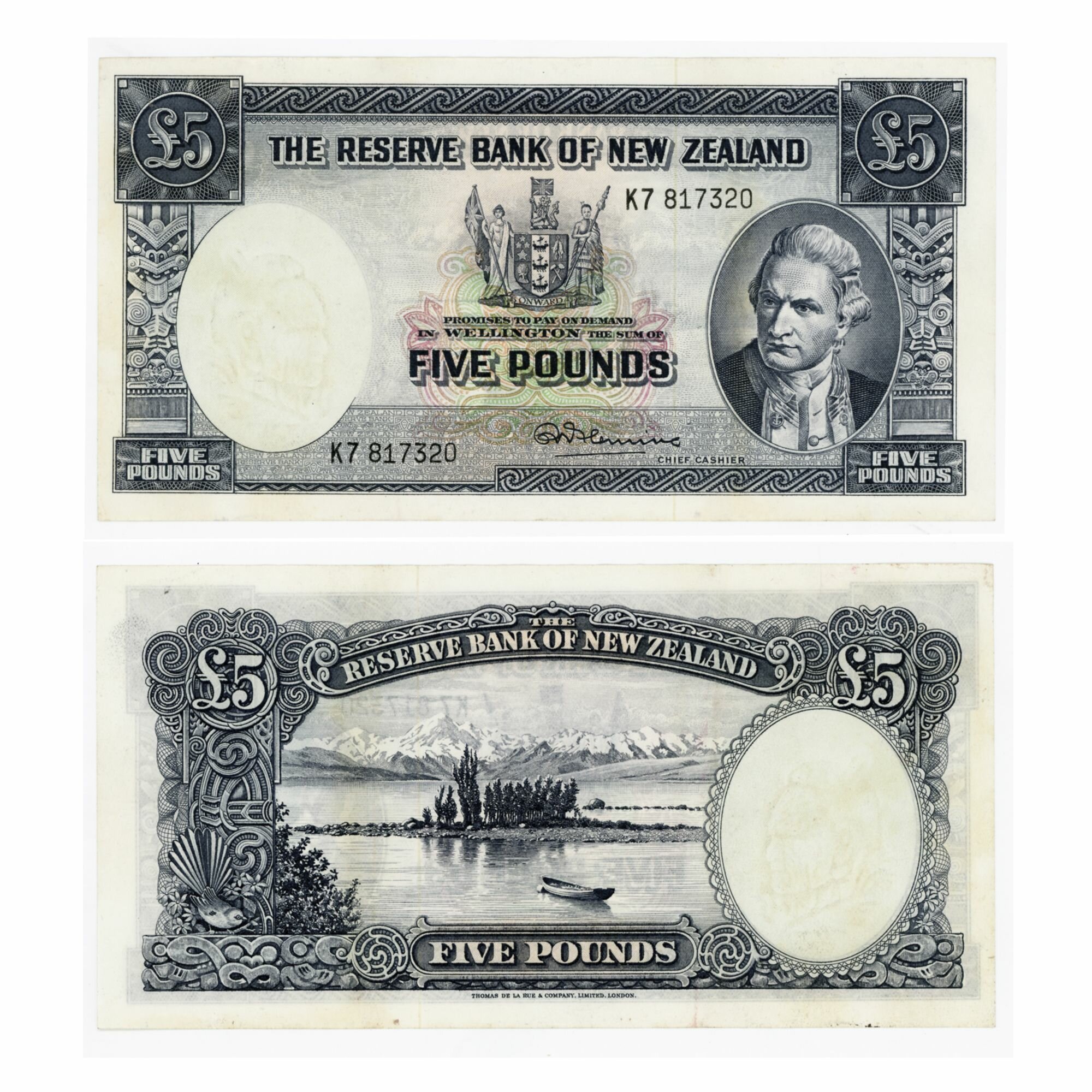 Банкнота Новая Зеландия 5 фунтов 1956 -1960 годы Extremely Fine (XF) Pick 160