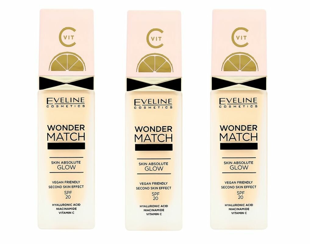 EVELINE Тональная основа Wonder Match Lumi, тон № 15 Natural, 30 мл - 3 штуки