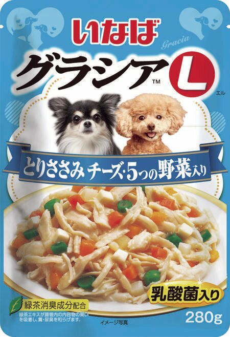 INABA Gracia L 280 г консервы для собак куриное филе с сыром и овощами 1х6
