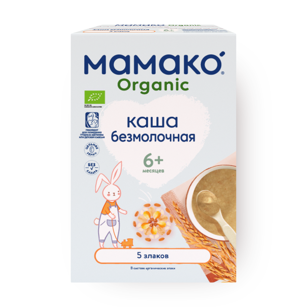 Каша Мамако Organic, 5 злаков, безмолочная, с 6 месяцев, 200 г