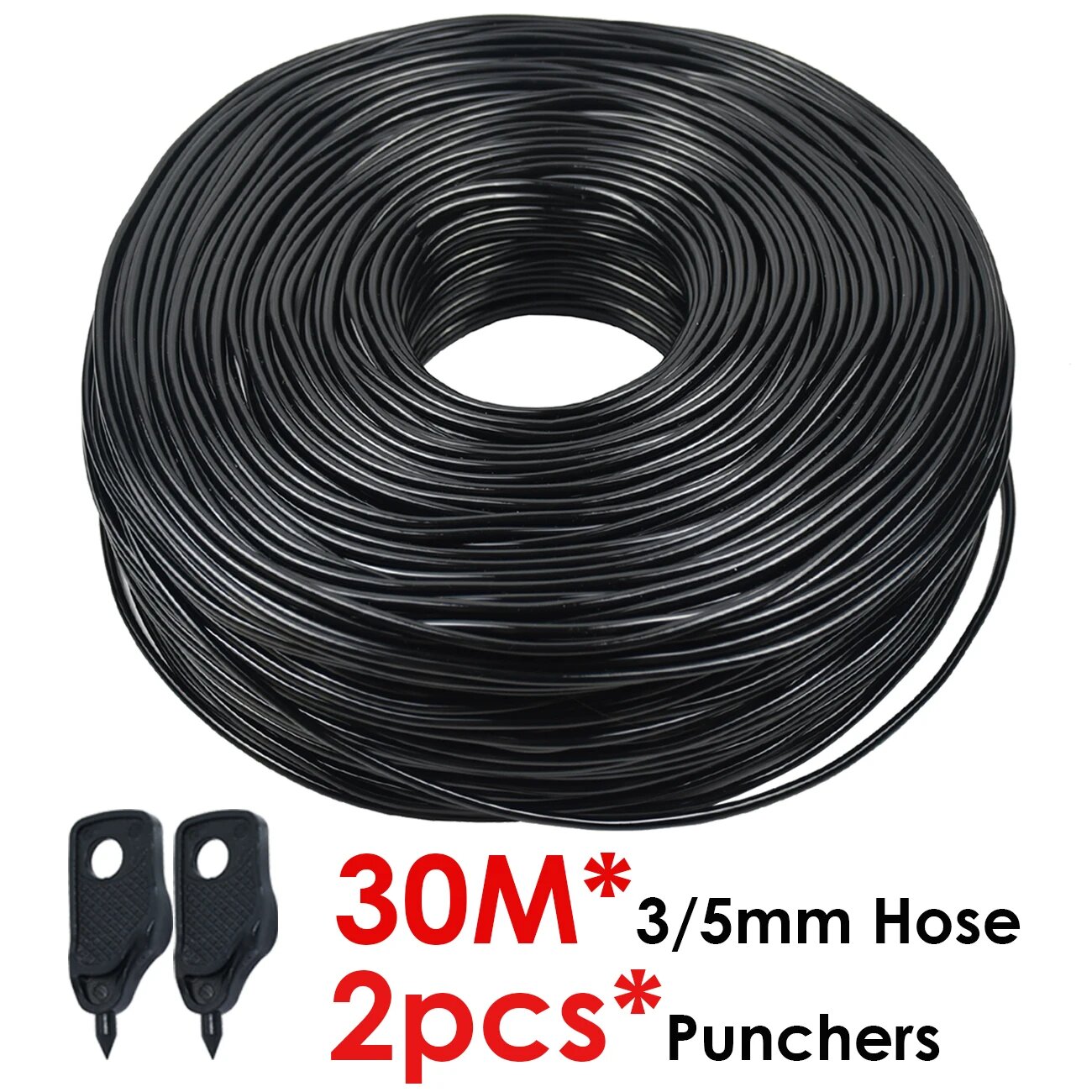 Черный капельный шланг 30м + 2 Punchers