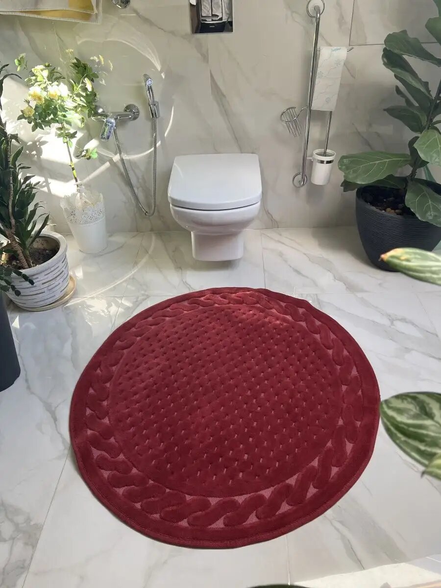 Коврик Natali's Carpets на пол для ванной и туалета круглый, 120x120 см