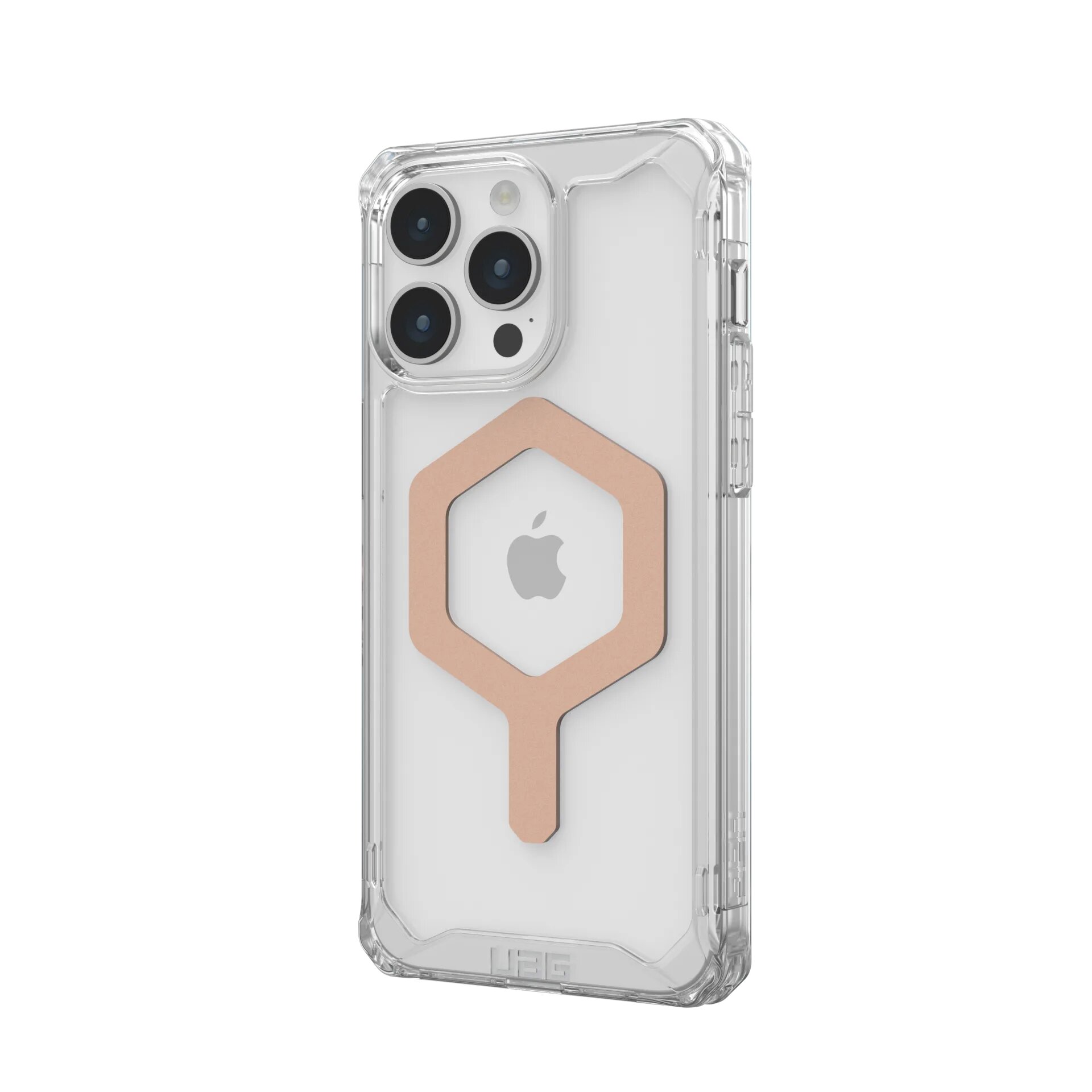 Чехол с поддержкой MAGSAFE Uag Plyo для iPhone 15 Pro MAX 6.7", цвет прозрачный/розовое золото (Ice/Rose Gold)