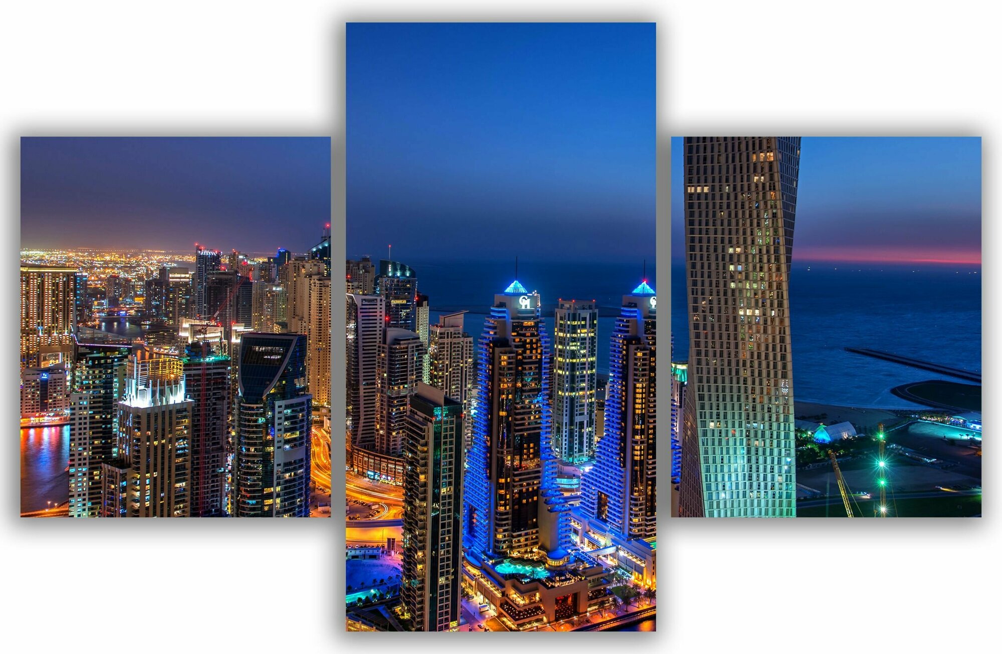 Модульная картина Город в ночи 120х80