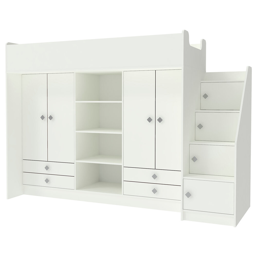 Кровать чердак Л-Е604.3 75х190 Белый Белый