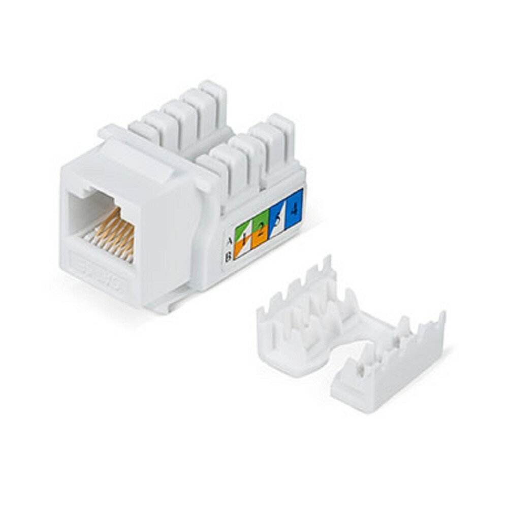 Cabeus Разъемы, Проходные адаптеры, Вставки KJ-RJ45-Cat.5e-90 Вставка Keystone Jack RJ-45, категория 5e, заделка тип 110, белая