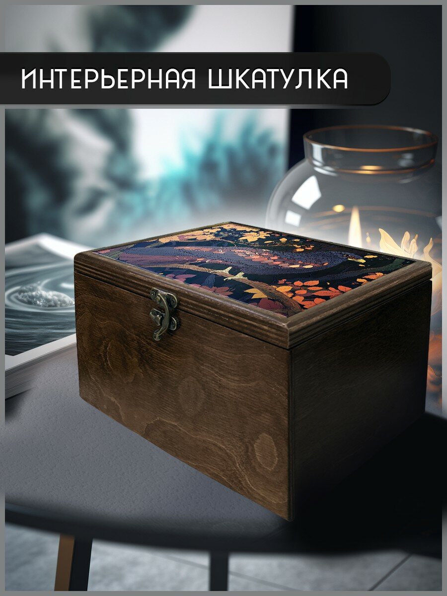 Шкатулка интерьерная для украшений универсальная 22x17x12 см эстетика Сокол (сказка, винтаж, волшебство) - 2262