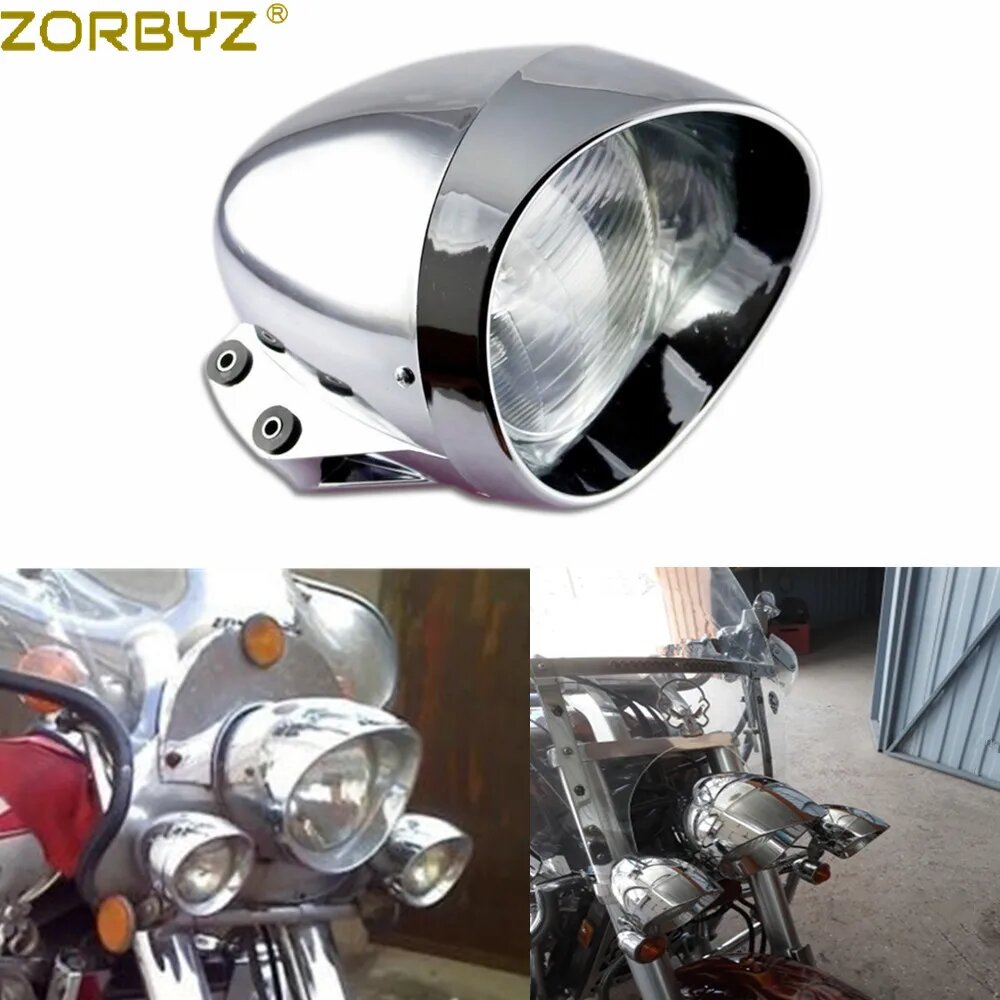 ZORBYZ мотоцикл 6,5 "хромированная пулевидная фара подходит для Harley Cruise Honda Steed Shadow Custom