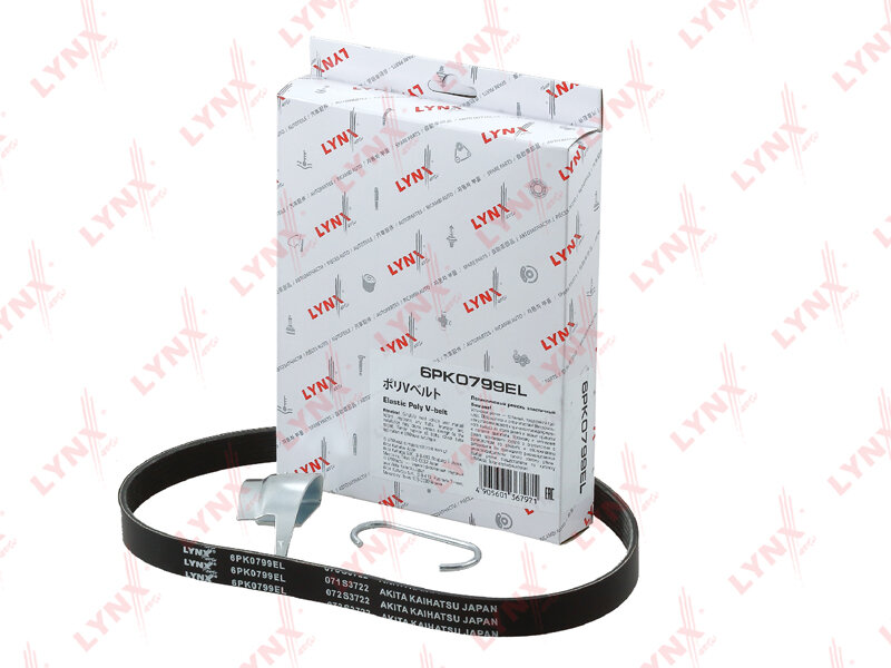 Ремень поликлиновой эластичный LYNXauto 6PK0799EL. Для: AUDI Ауди A1 1.6d 14-18 / A3 1.6d-2.0d 12-15 / Q3(Ку3) 2.0d 14-18 / TT 2.0d 17>, SKODA(Шкода)