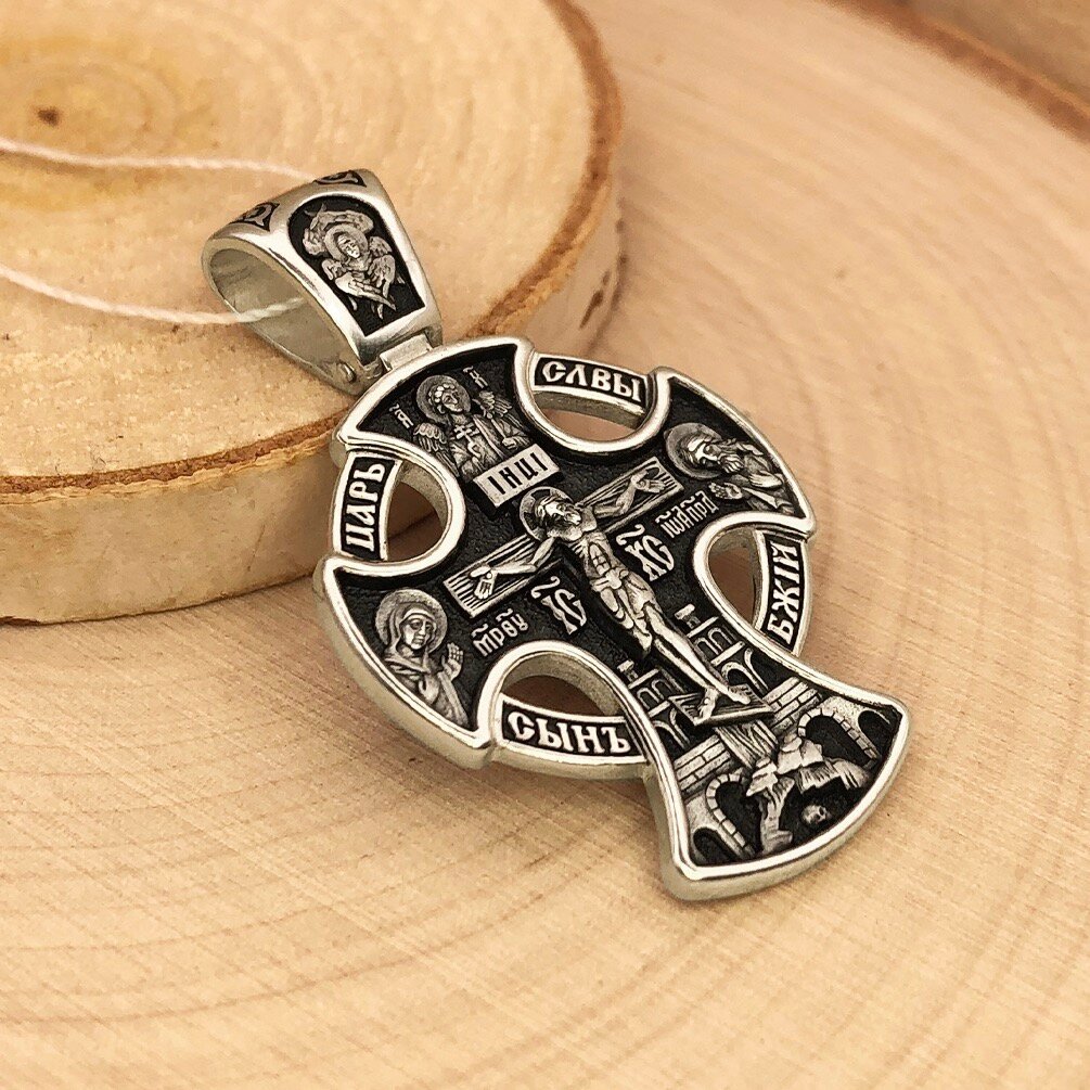 Крестик, серебро, 925 проба, чернение, оксидирование