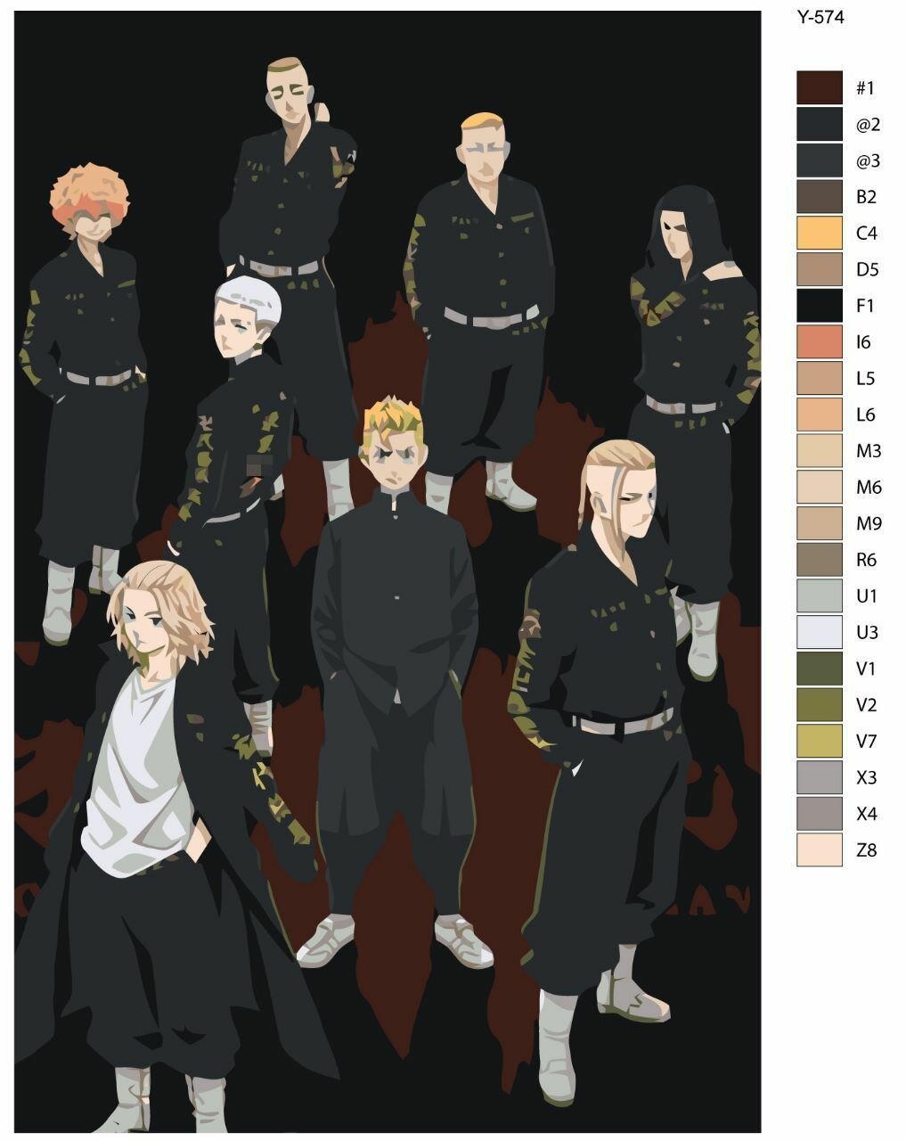 Картина по номерам Y-574 "Аниме-токийские мстители" 80x120