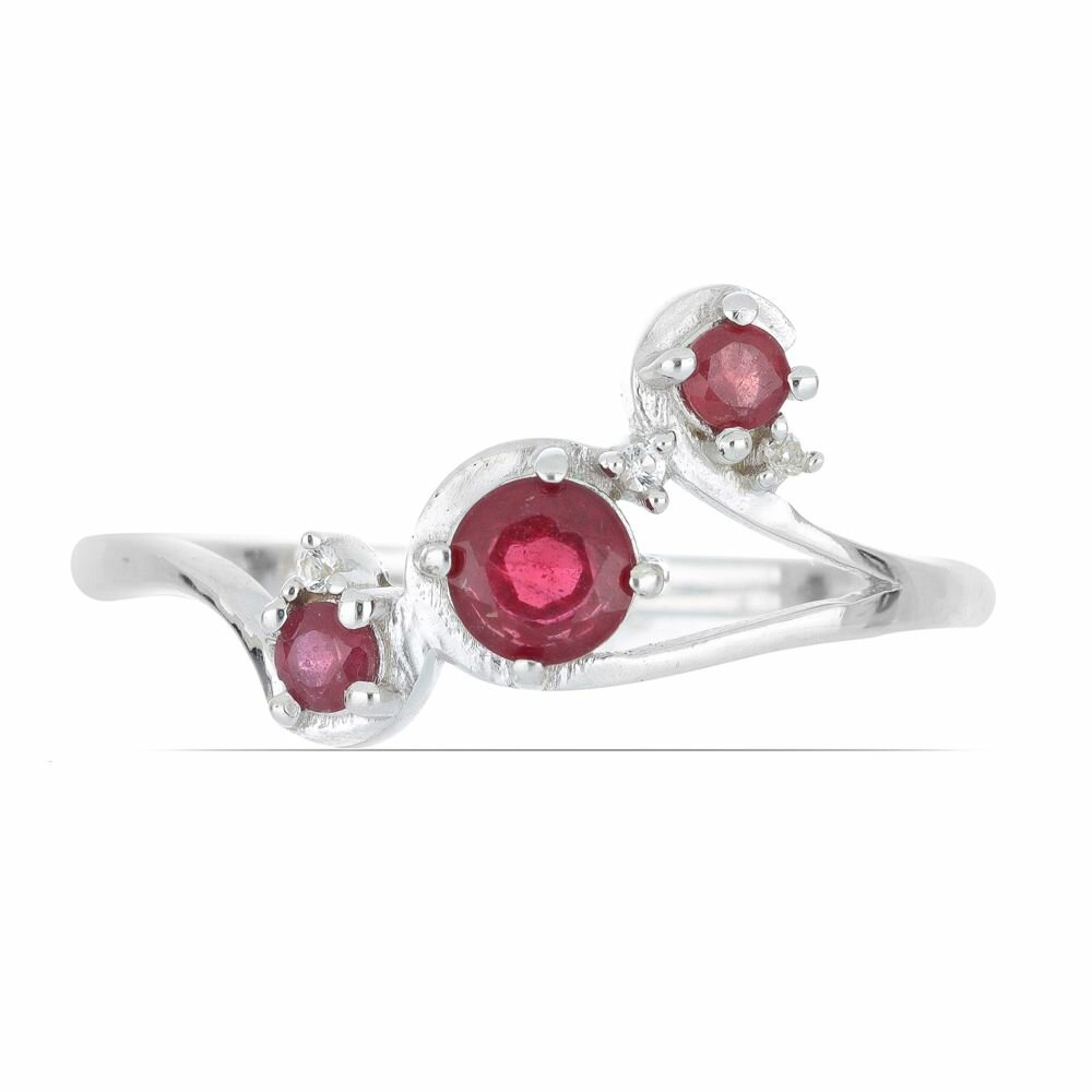 Кольцо, серебро, 925 проба, родирование, рубин, топаз