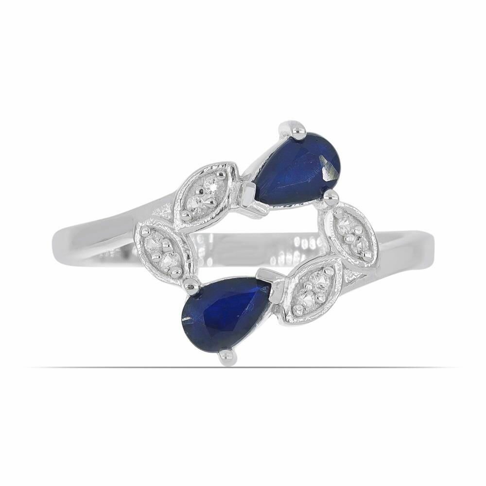 Кольцо, серебро, 925 проба, родирование, сапфир, топаз