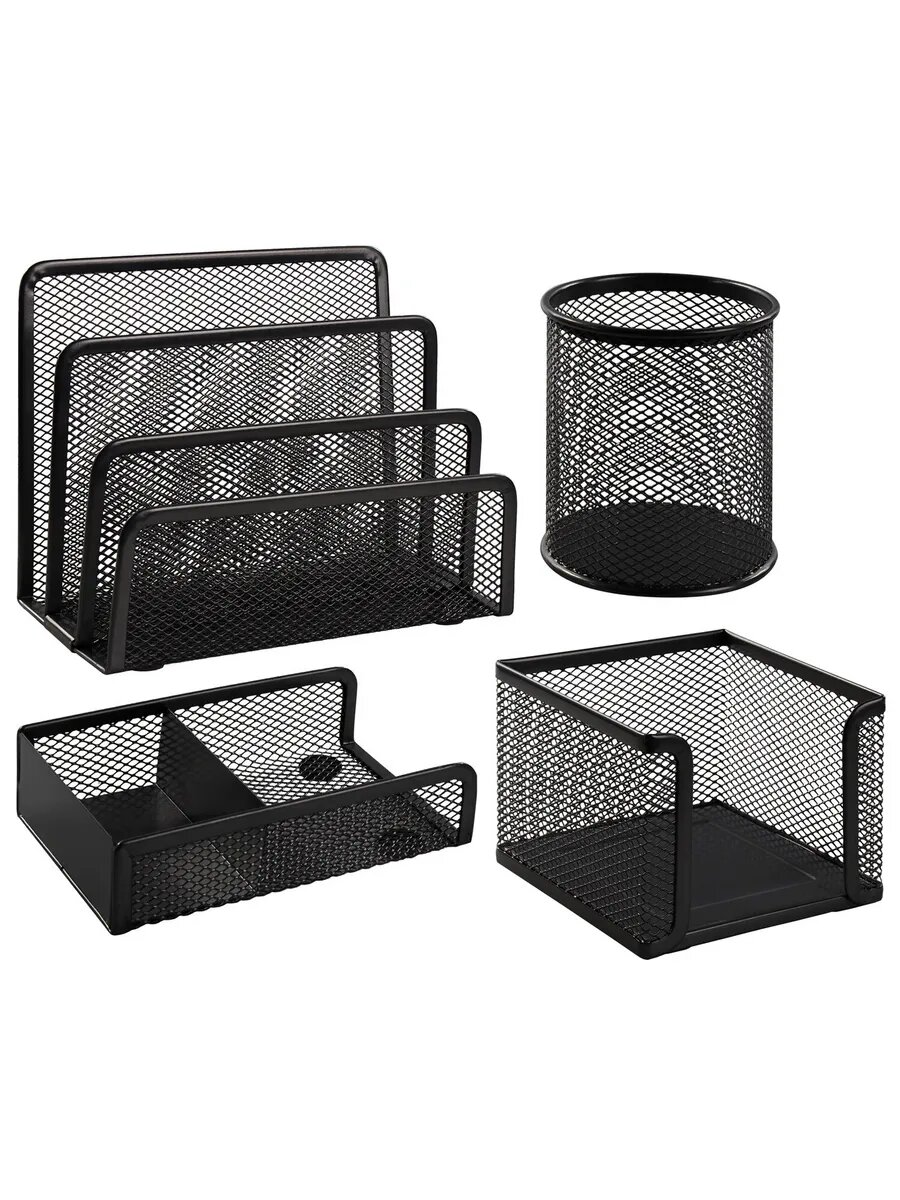 Настольный набор из металла "Germanium", 4 предмета, черный.