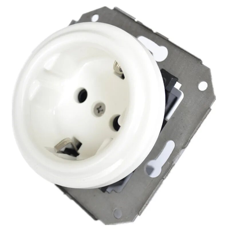 Фарфоровый электрический выключатель 240В German socket white
