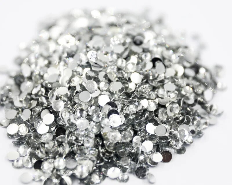Стразы Nailsworld, серебристые, смоляные, Flatback, разные размеры Серебряный, 6mm SS30-2000pcs, Crystal Clear