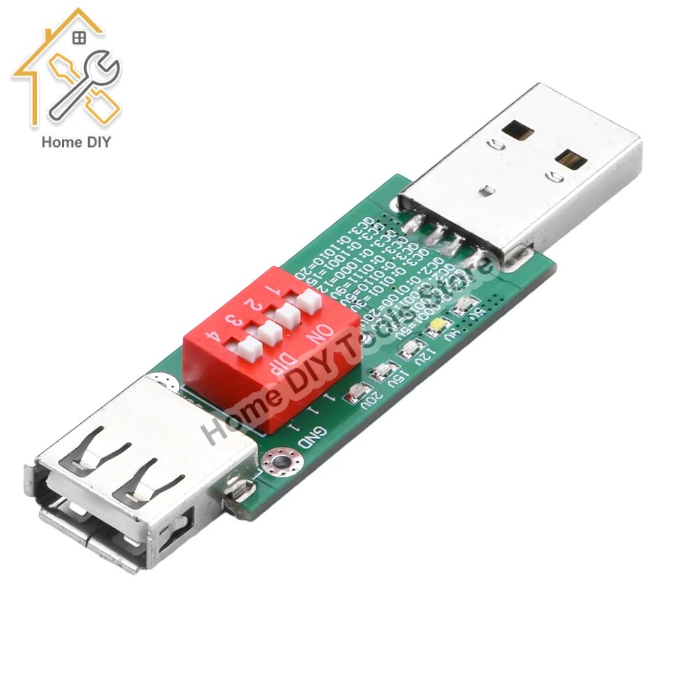 Приманка-триггер QC2.0/3,0 USB для быстрой зарядки, поддержка 5 В, 9 В, 12 В, 15 В, 20 в, фиксированное напряжение на выходе для быстрой зарядки