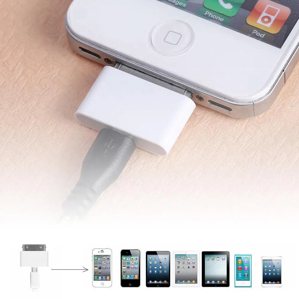 Женский адаптер Micro USB-папа для 30-контактного зарядного устройства iPhone4 4S 3G 3GS
