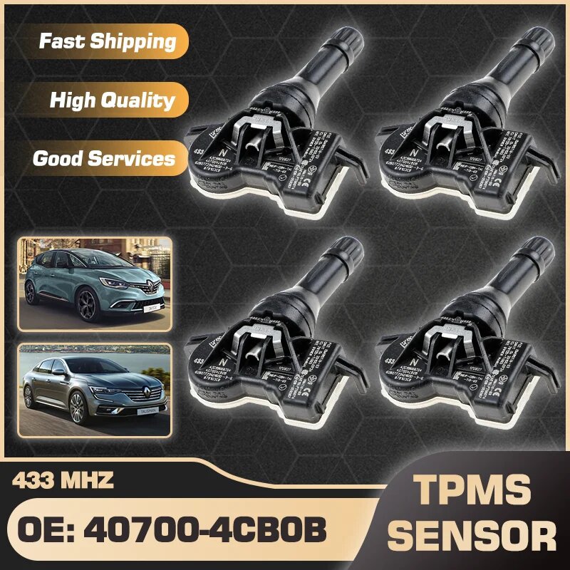 1/4 шт. датчик давления в шинах TPMS 40700-4CB0B 433 МГц для Renault Scenic 2016-2023 Renault Talisman 2015-2022 40770-4CB1B 4 PCS