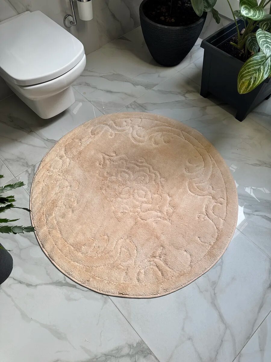 Коврик Natali's Carpets на пол круглый для ванной и туалета 120х120 см Турция