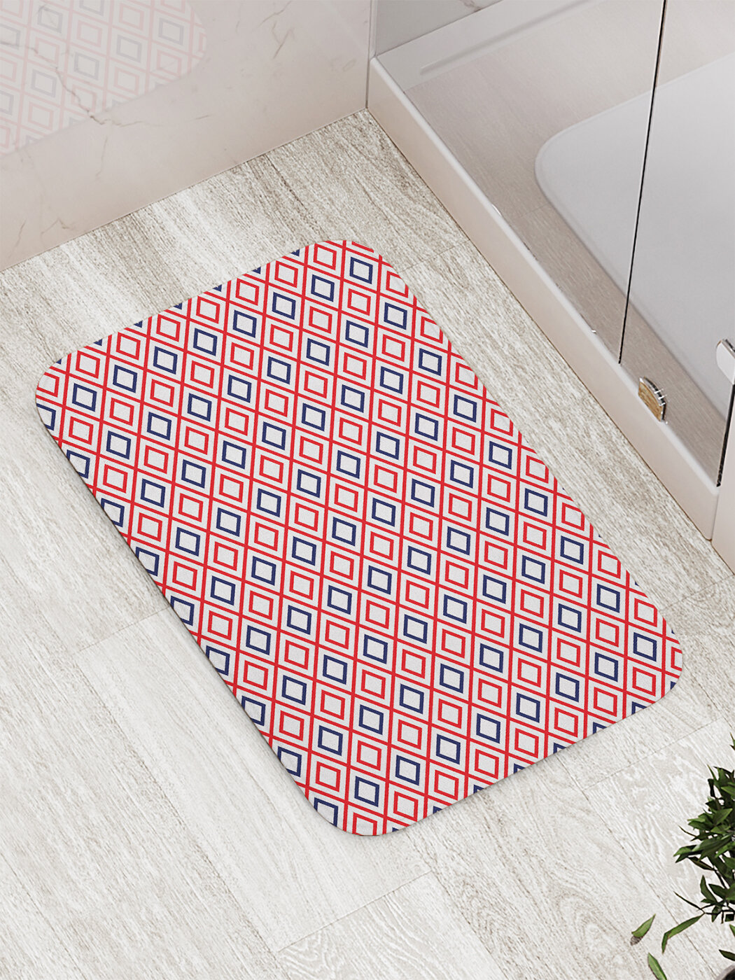 Коврик для ванной комнаты и туалета противоскользящий "Круги на розовом фоне" 52х77 см, JoyArty