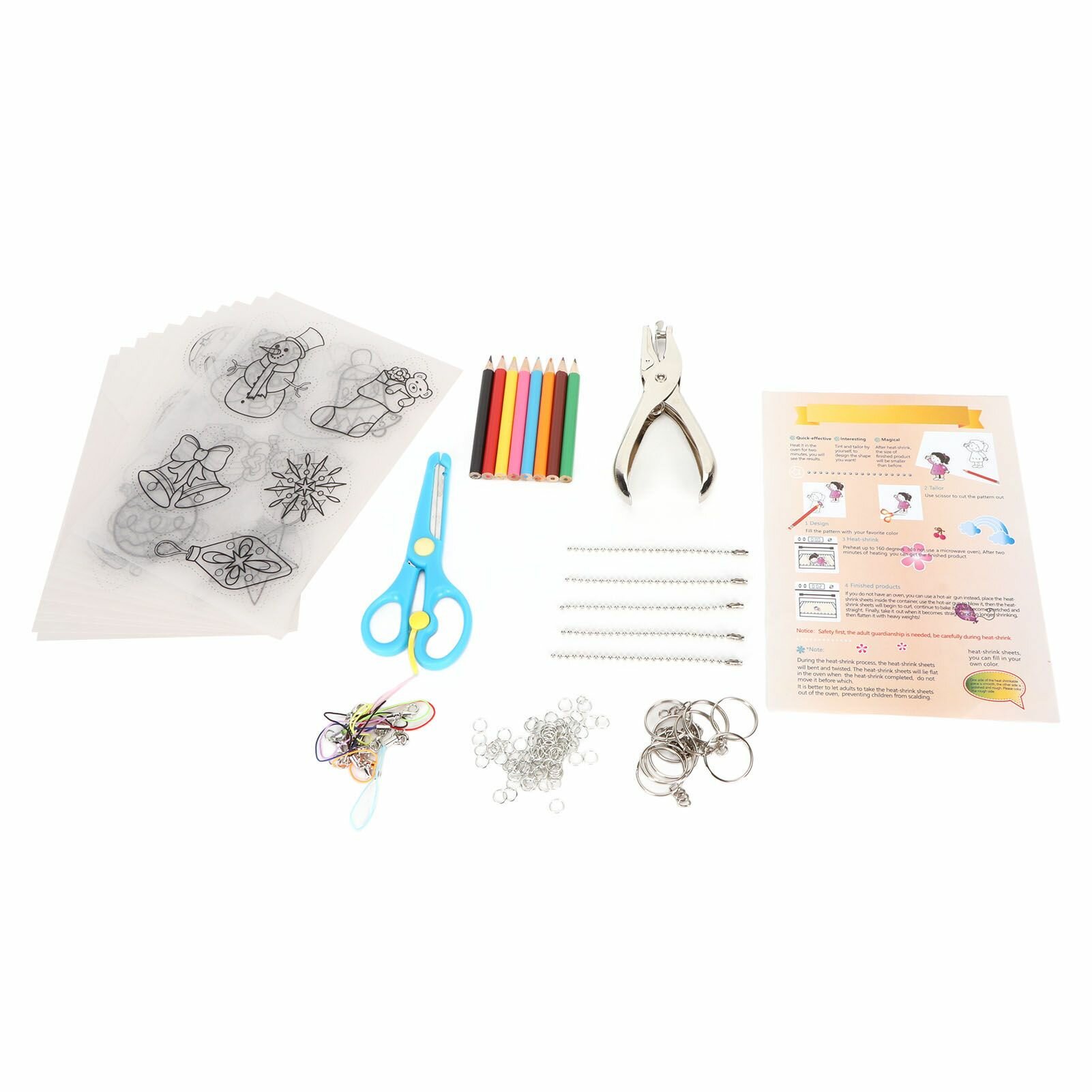 Комплект термоусадочных листов, полупрозрачные разглаживающие матовые стороны, термоусадочная бумага, художественная пленка с карандашами, застежки, брелоки