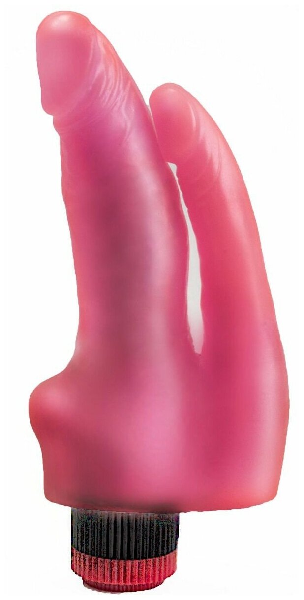 LOVETOY (А-Полимер) Двойной вибромассажер из розового геля - 17 см. Розовый