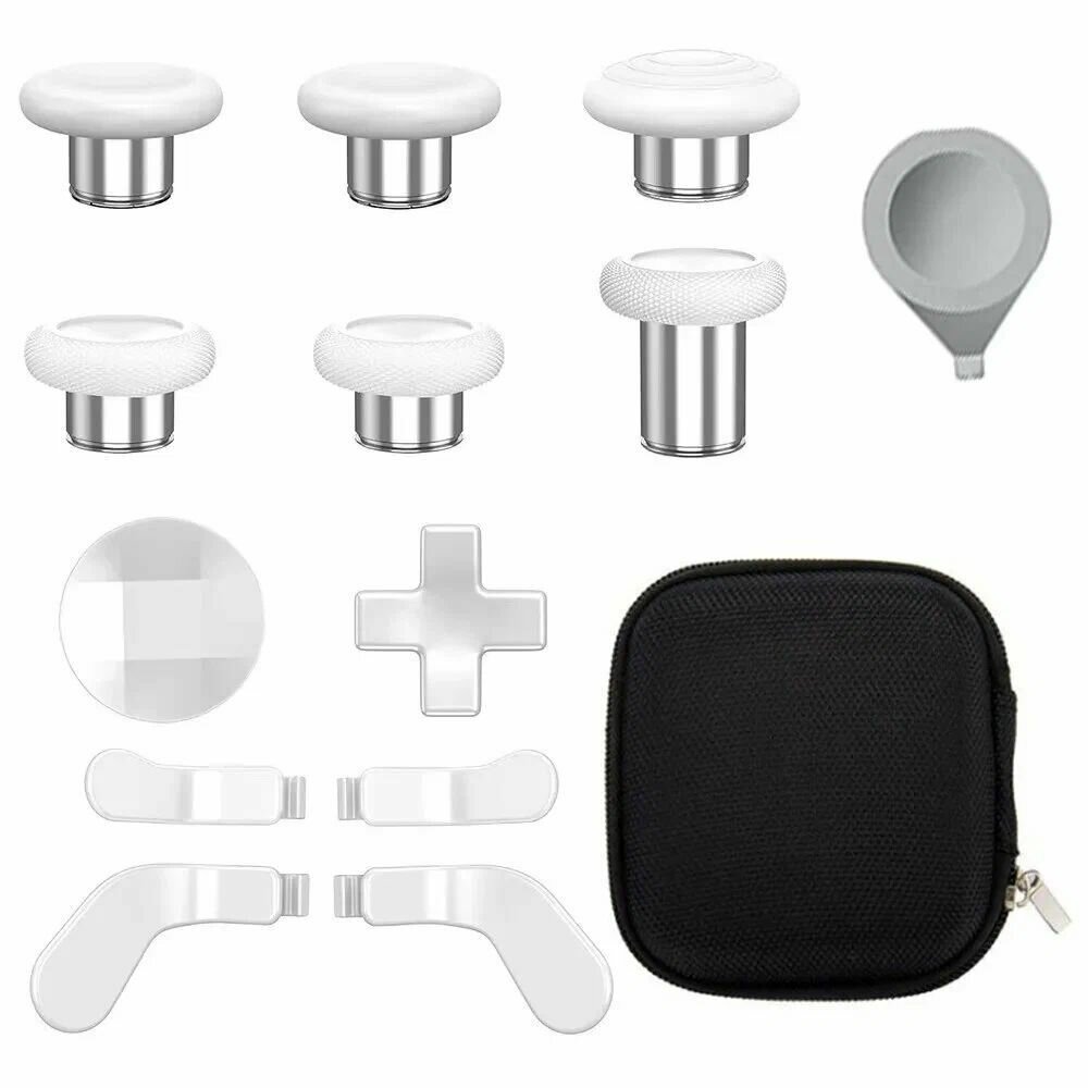 Набор - Комплект металлических кнопок, стиков и лепестков для геймпада / джойстика Xbox Series Elite 2 Белые
