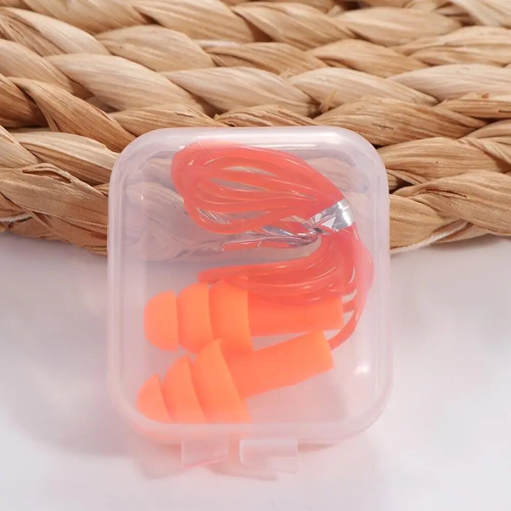 Аксессуары для плавания для взрослых, водонепроницаемые беруши для плавания, дайвинга, серфинга, носовой зажим, силиконовые беруши, беруши с веревкой Оранжевый, orange