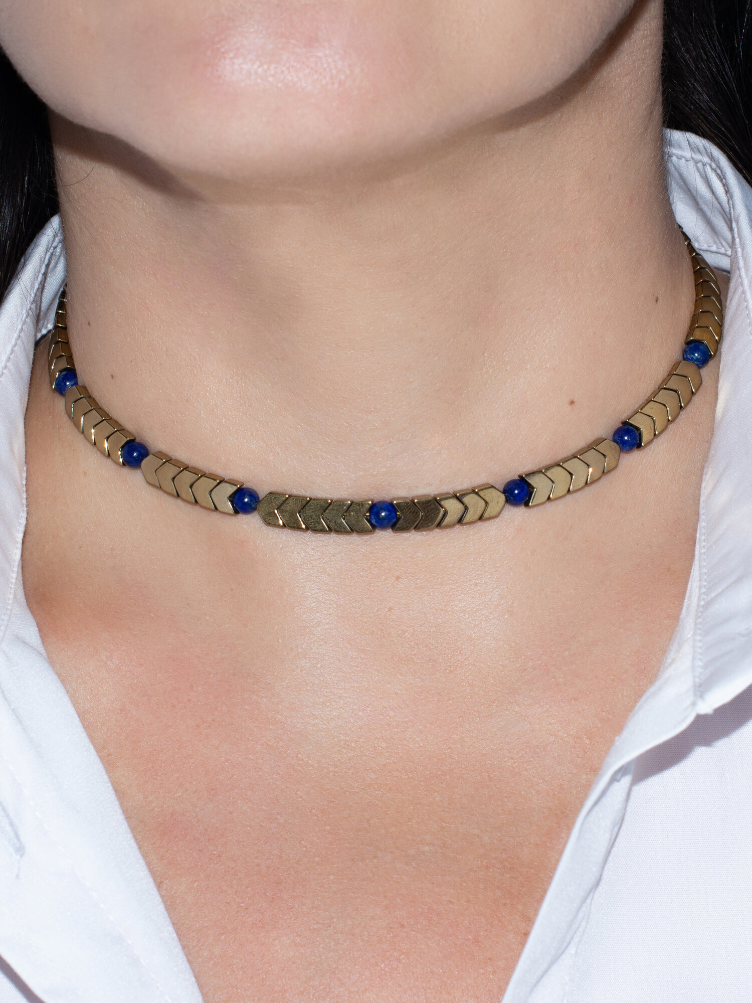 Колье, лазурит, гематит