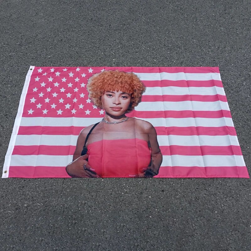 Аерлхемрбрае Ice Spice Американский флаг розовый гобелен 3x5 футов