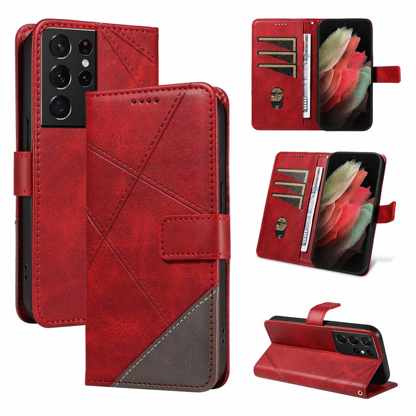 YIKATU Чехол книжка для Samsung Galaxy S21 Ultra (Самсунг Галакси С21 Ультра) кожаный черный с магнитной застежкой, flip чехол с функцией подставки, С вытяжным шнуром