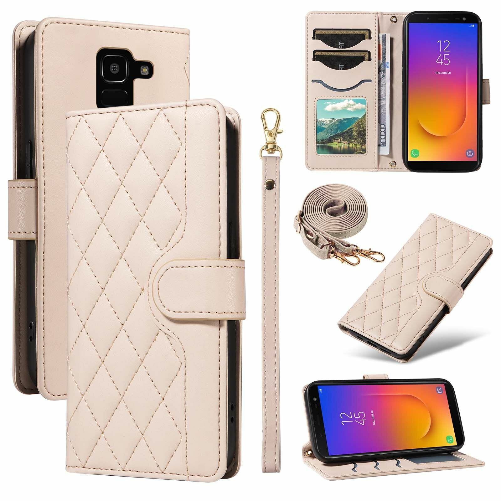 YIKATU Кожаный Чехол Для Samsung Galaxy J6 2018 (Самсунг Галакси Джей 6 2018) С визитницей из экокожи, модный, против падения, подарочный, элитный, книжка