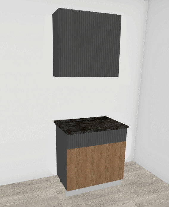 Кухня Миф Оливия NEW 80х60х210см Экзотическое дерево Амазонии/ графит, столешница Кастилло темный