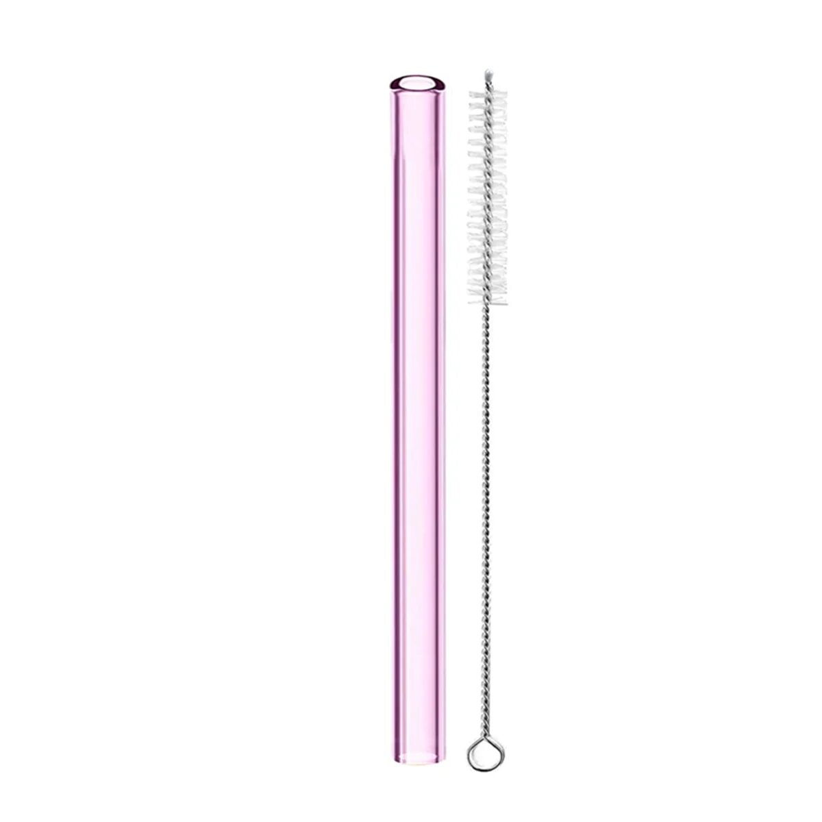 Розовая стеклянная соломинка для напитков Pink Straight