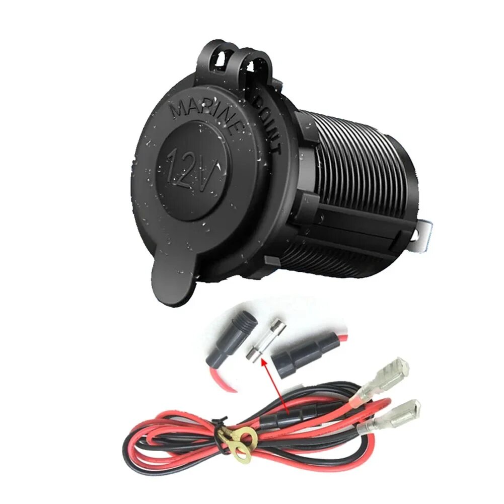 Автомобильный прикуриватель, розетка 12 В, адаптер для мотоциклов, разъем для сигар, мультирозетка для морской лодки, мотоцикла, грузовика, автофургона, квадроцикла Black Set