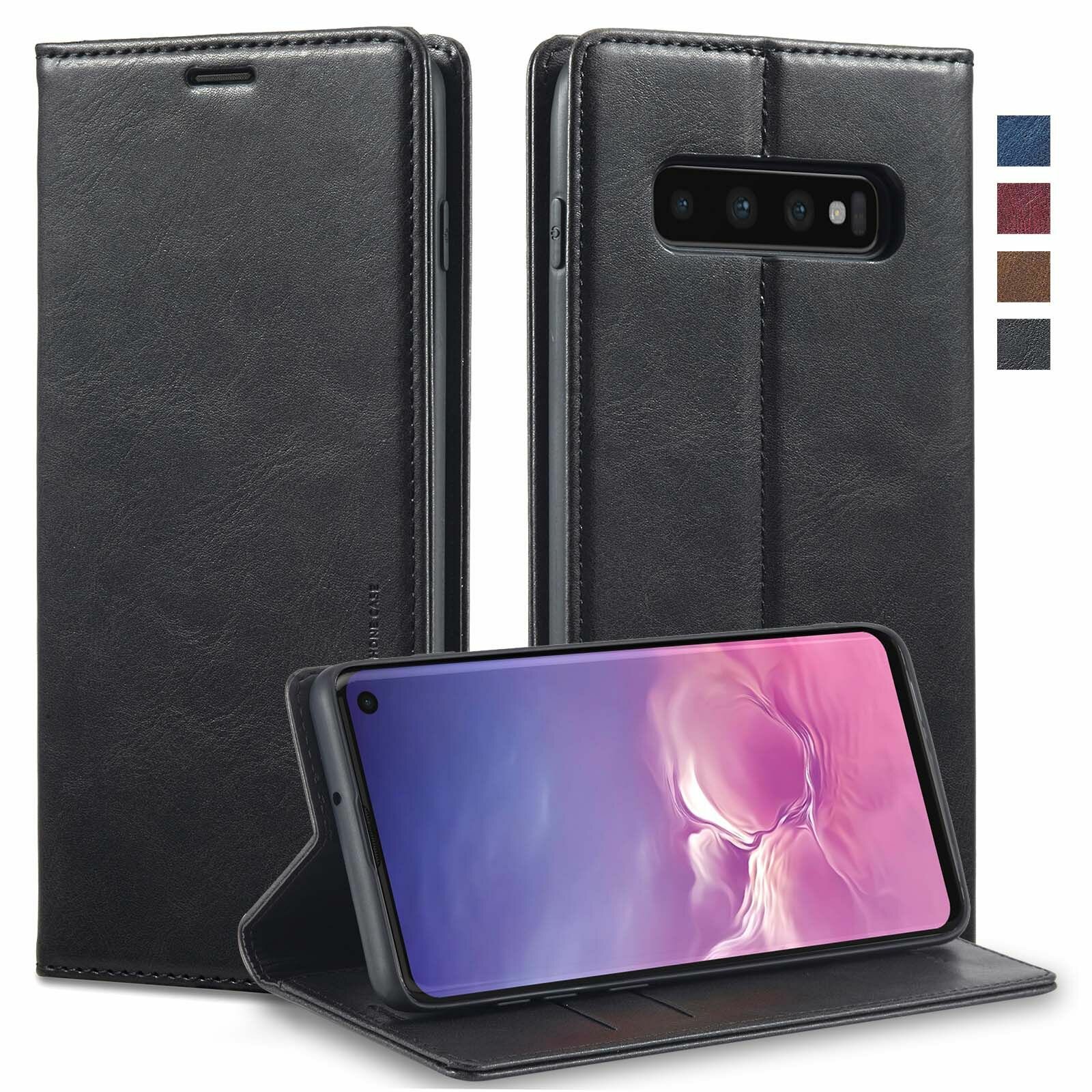 Кожаный чехол LCIMEEKE / MyPads для Samsung Galaxy S10 (Самсунг Галакси С10) с RFID-блокировкой, магнитной застежкой и подставкой